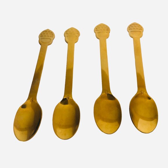 IKEA | Dining | Ikea Gold Stainless Acorn Spoons Set Of 4 Fall 55 Inch ...